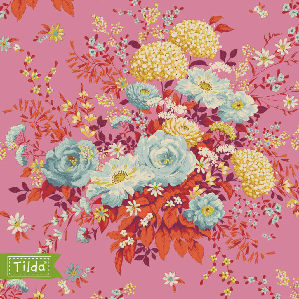 Tela Tilda Wildgarden Pink - La Oveja Lola